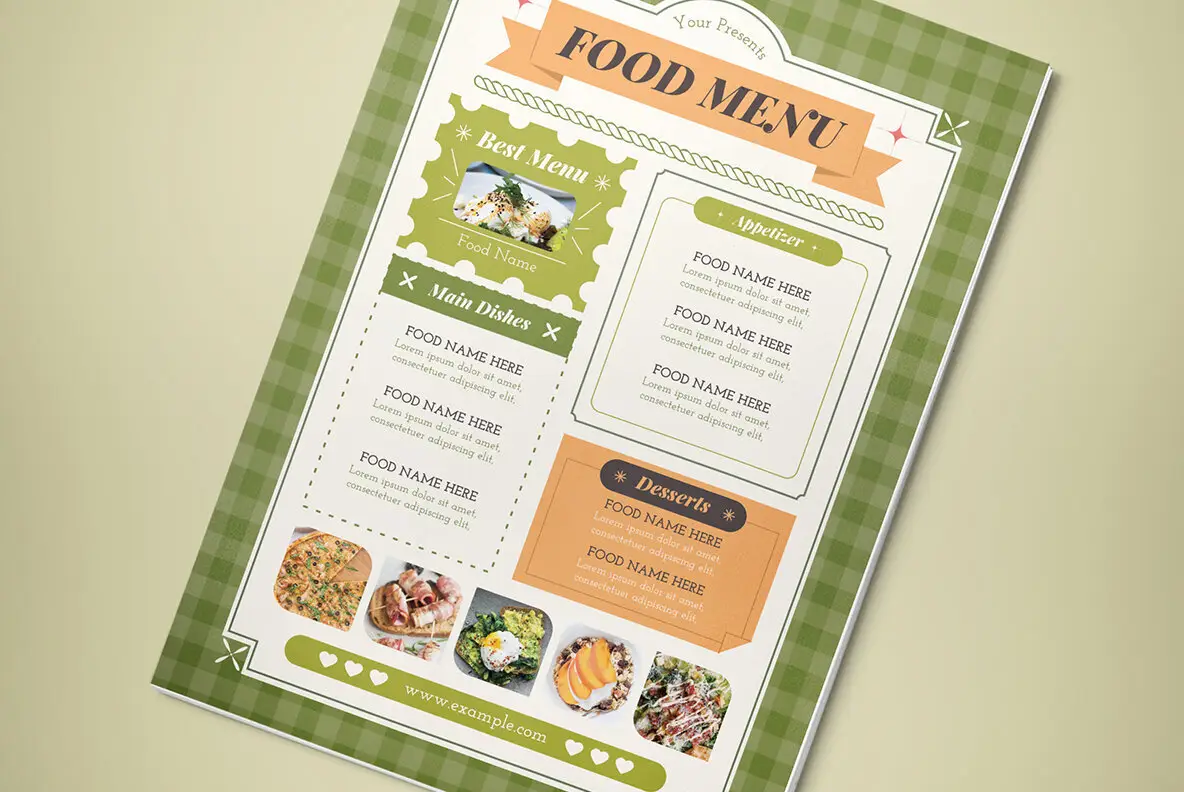 Green Flat Design Food Menu Mockups - YouWorkForThem