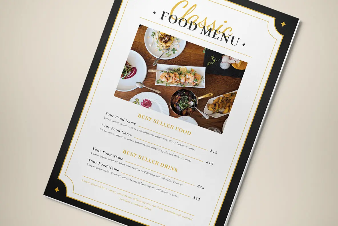 Grey Classic Restaurant Food Menu Graphics - YouWorkForThem
