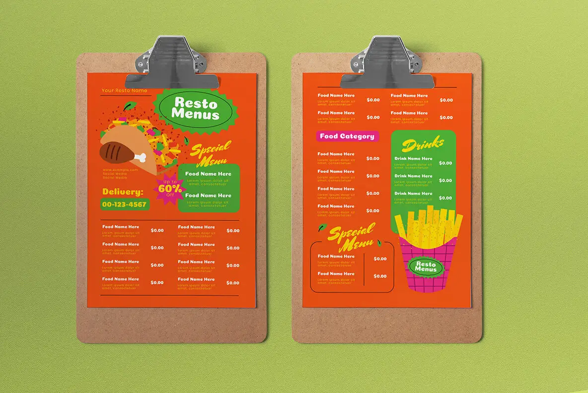 Orange Flat Design Mexico Food Menu Mockups - YouWorkForThem