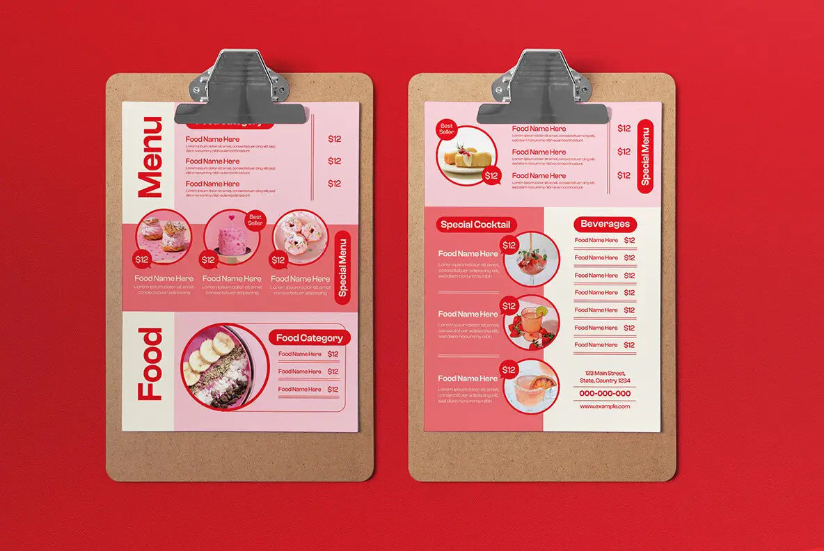 Pink Modern Desert Food Menu Mockups - YouWorkForThem
