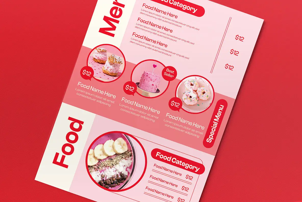 Pink Modern Desert Food Menu Mockups - YouWorkForThem
