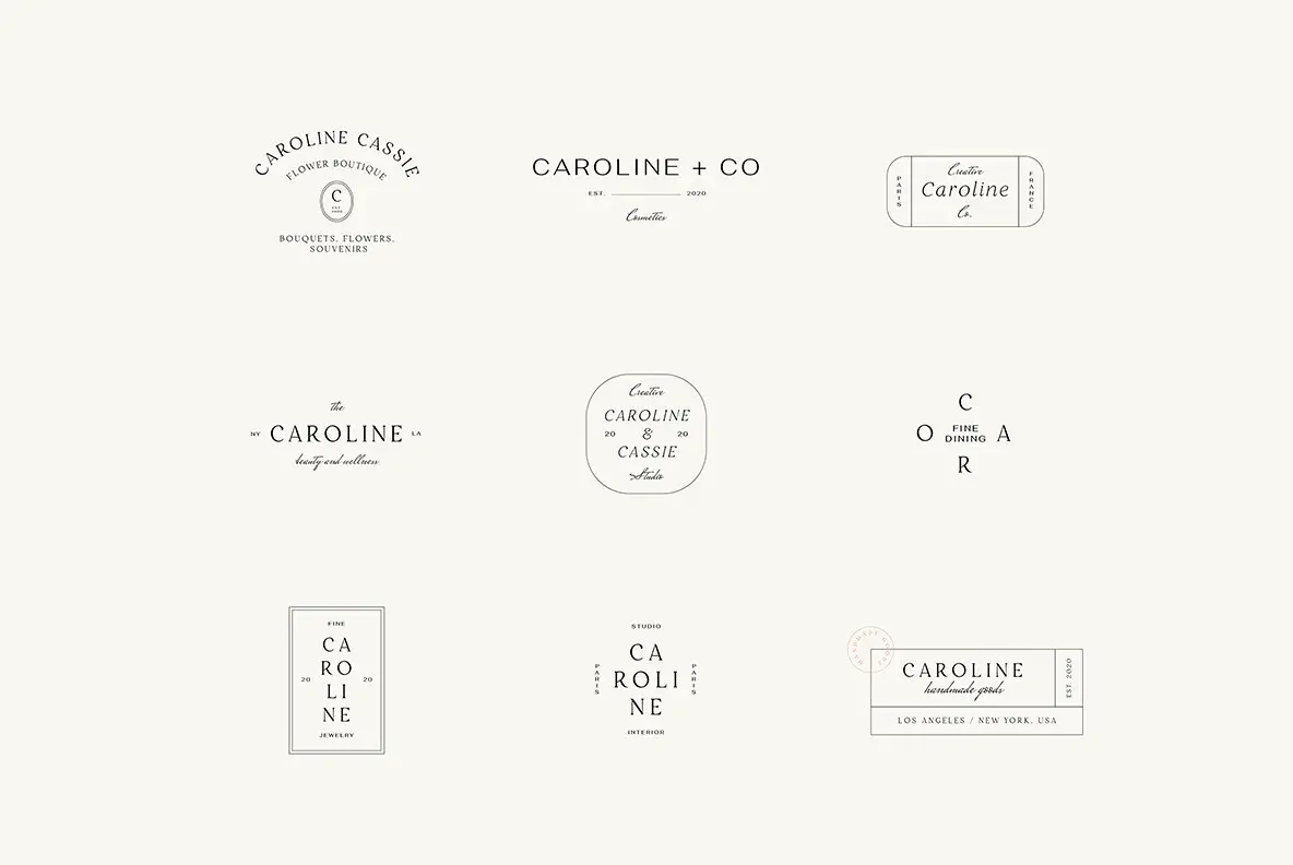 Caroline Minimal Logo Kit Logos - YouWorkForThem