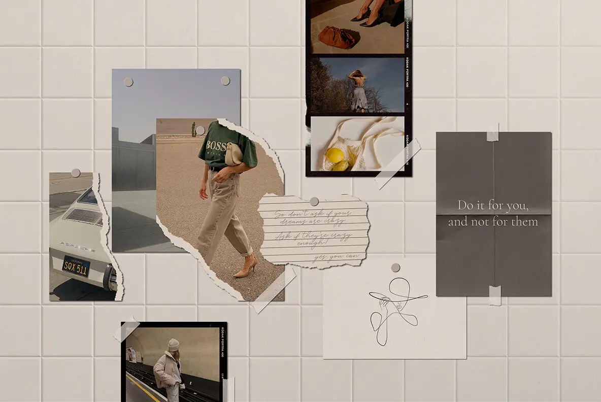 Realistic Mood Board Mockups lll Graphics - YouWorkForThem