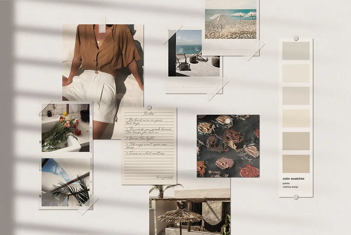 Realistic Mood Board Mockups lV Mockups - YouWorkForThem