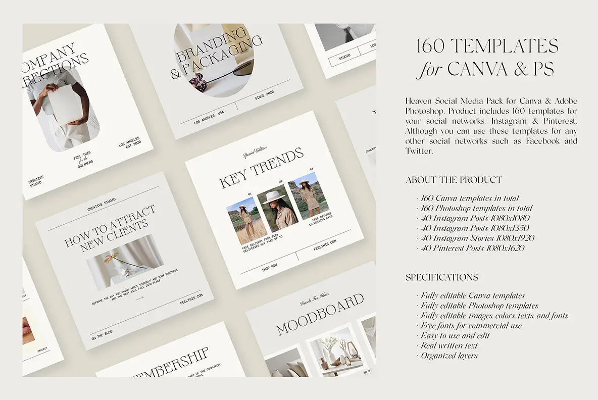 Heaven Instagram Social Media Pack Canva PS Graphics - YouWorkForThem