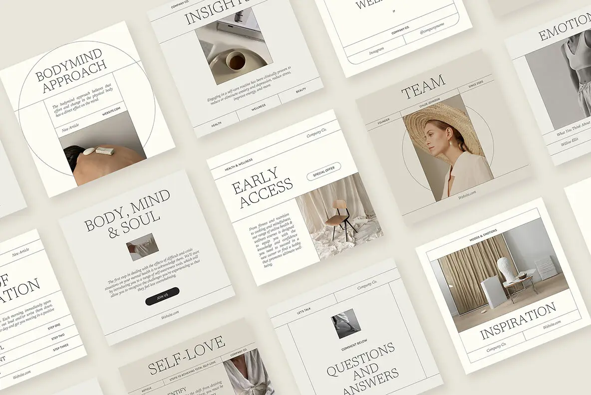 Wellness Instagram Social Media Pack Canva PS Instagram - YouWorkForThem