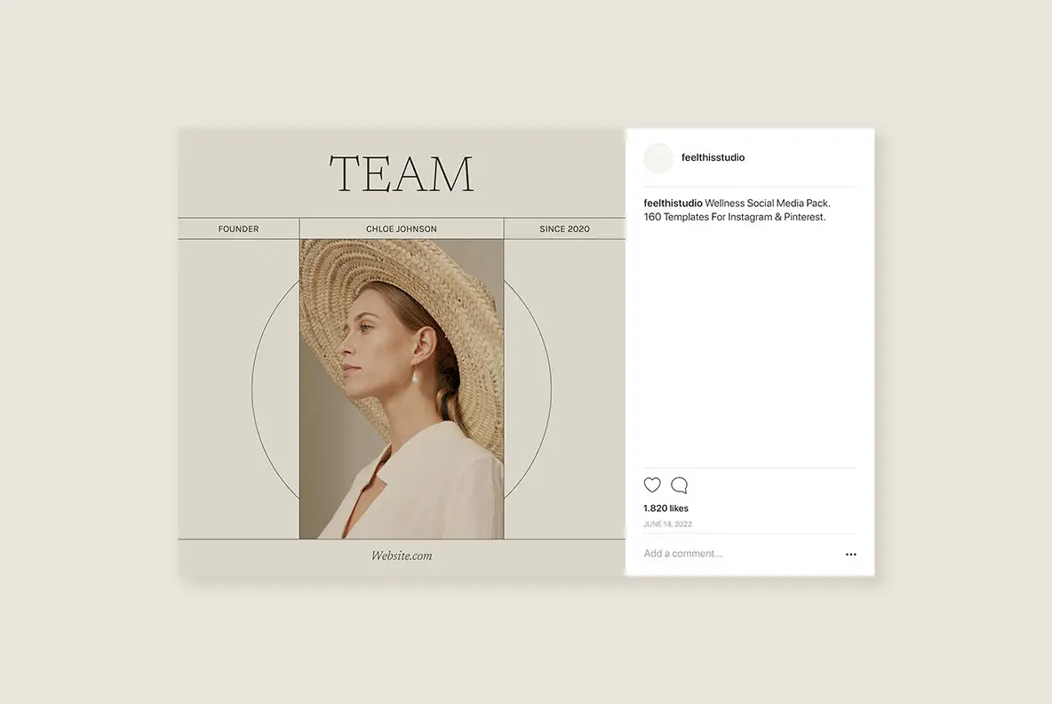 Wellness Instagram Social Media Pack Canva PS Instagram - YouWorkForThem