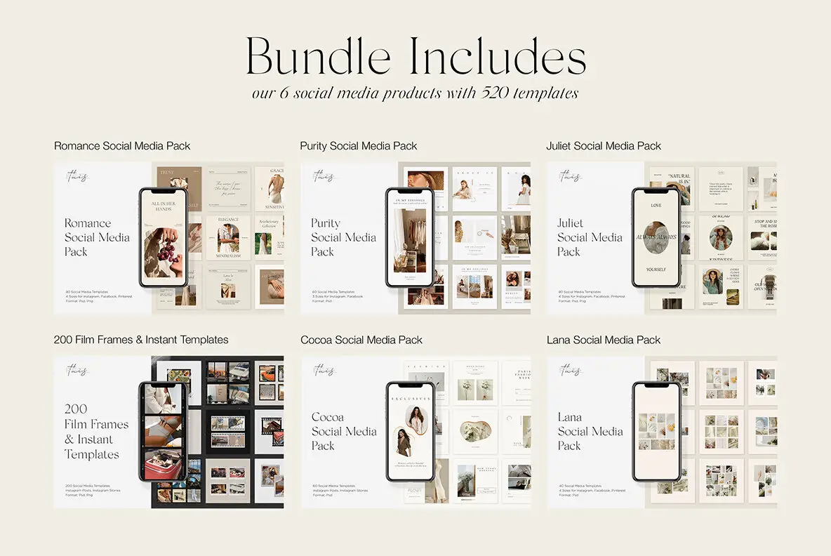 520 Bundle Social Media Templates PS Value Packs - YouWorkForThem