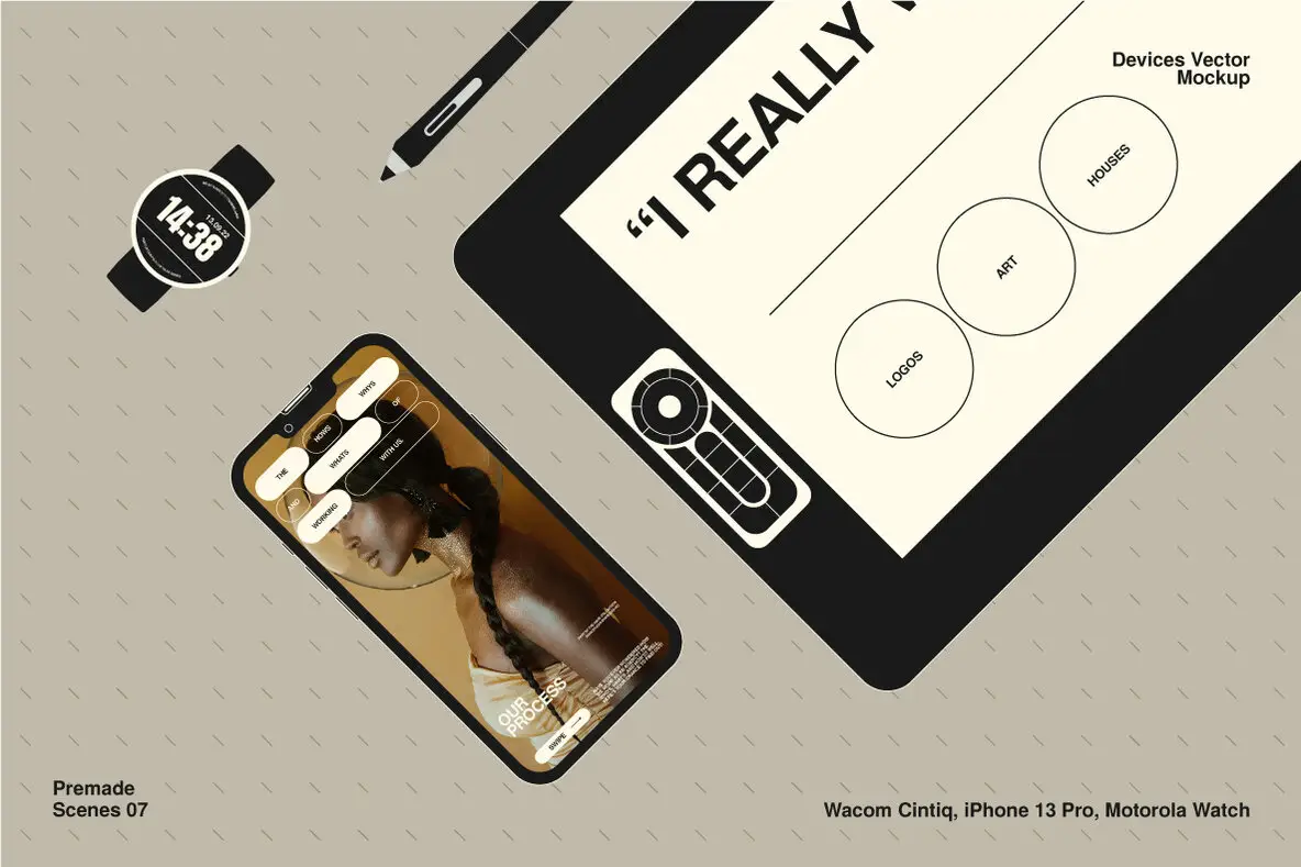 Outline Device Mockups + 12 Patterns Mockups - YouWorkForThem
