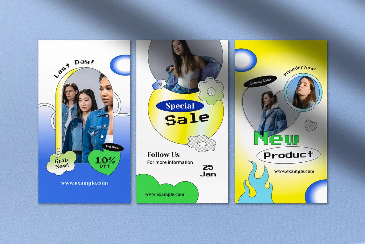 Blue Y2K Aesthetic Fashion Instagram Pack Graphics - YouWorkForThem