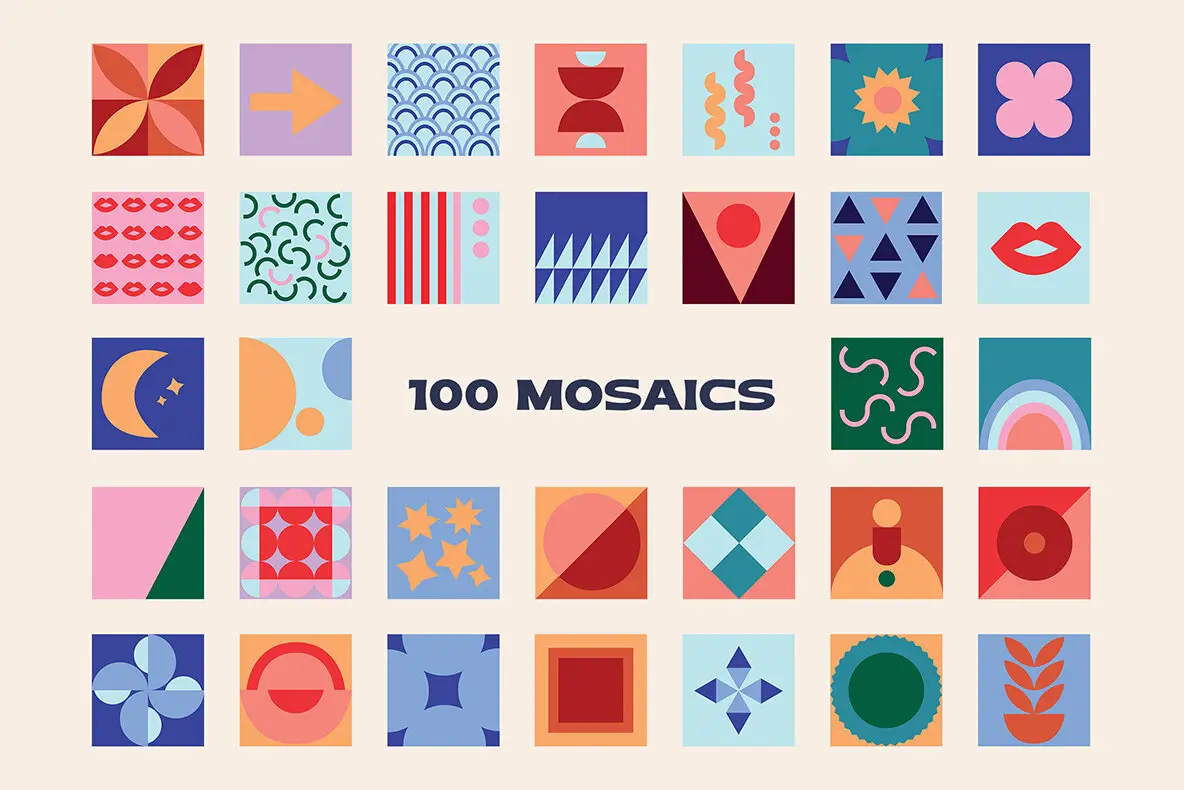 Mosaic Geometrics 262 elements Graphics - YouWorkForThem