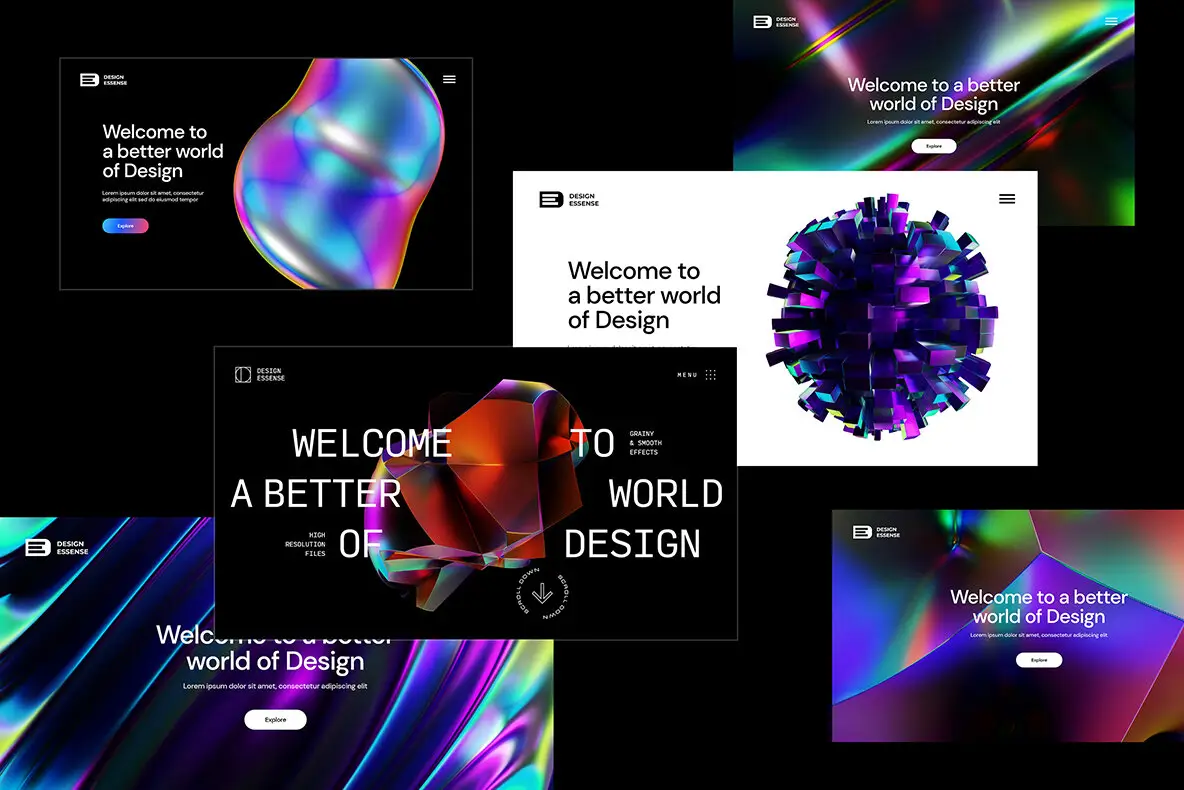 Holographic 3D Abstract Shapes Graphics - YouWorkForThem