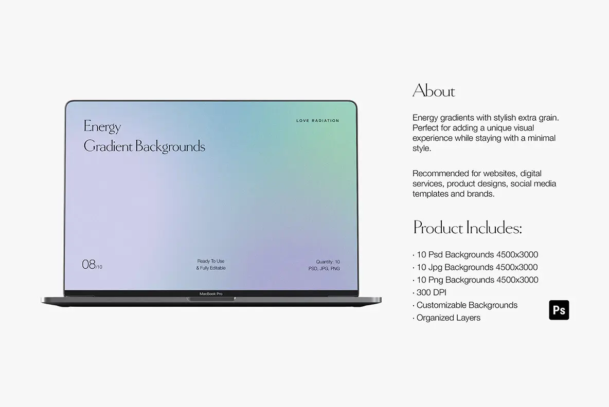 Energy Bright Neon Grainy Gradient Backgrounds PSD Graphics ...