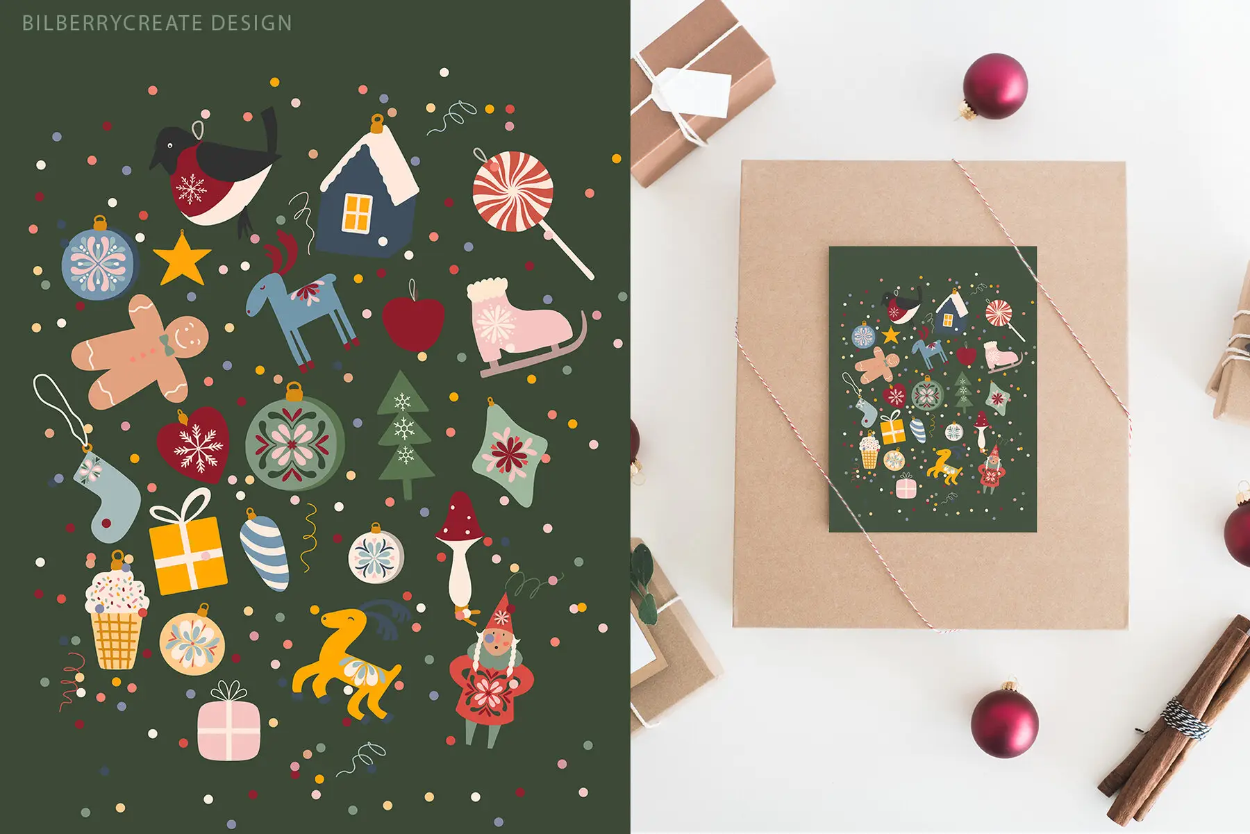 Merry and Bright Christmas Art Set Holidays - YouWorkForThem