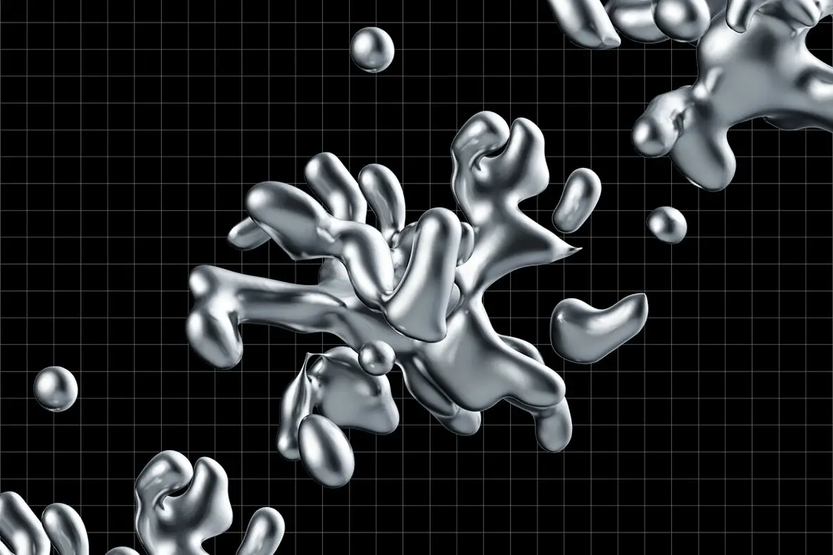 Chrome Liquid - 3D Shapes Objects - YouWorkForThem