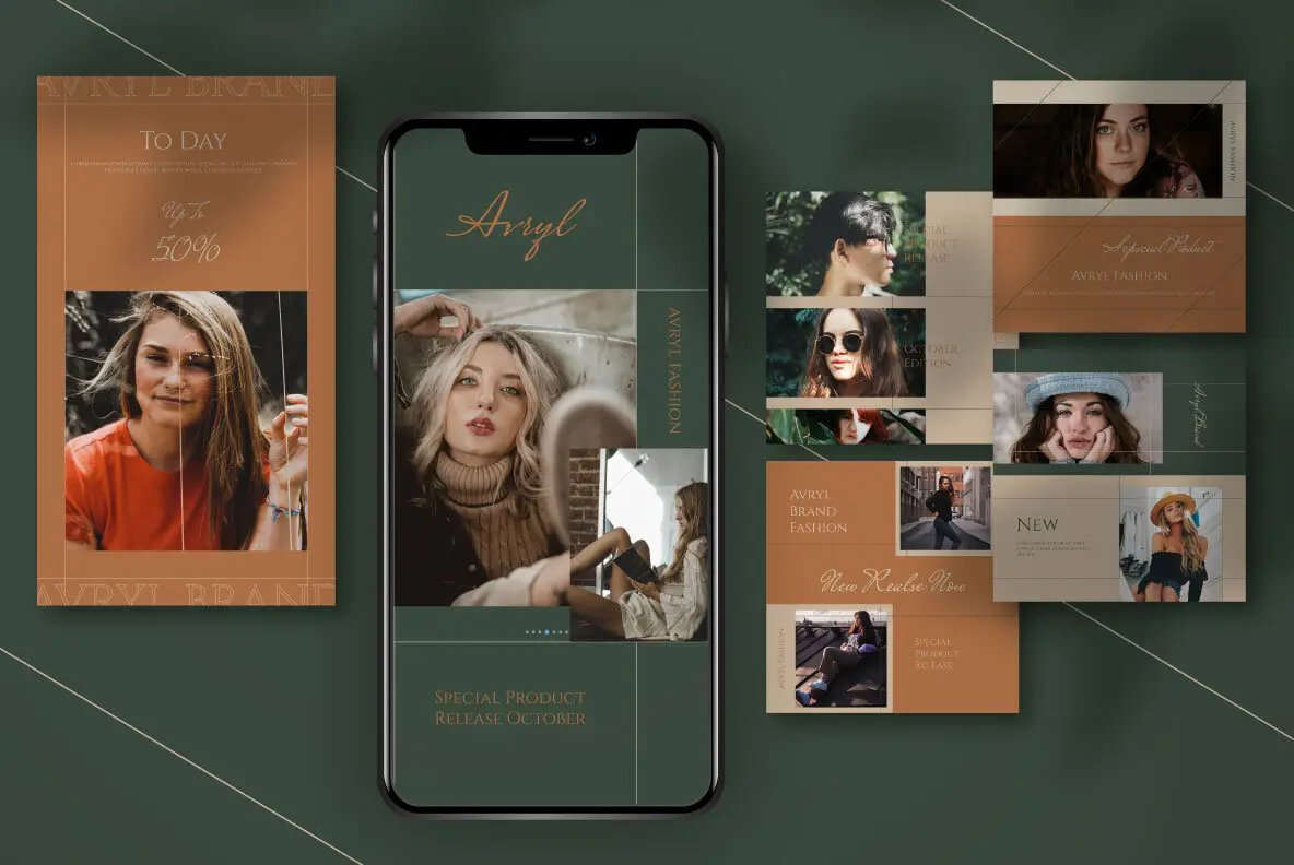 Avryl Story Feed Instagram Template Graphics - YouWorkForThem