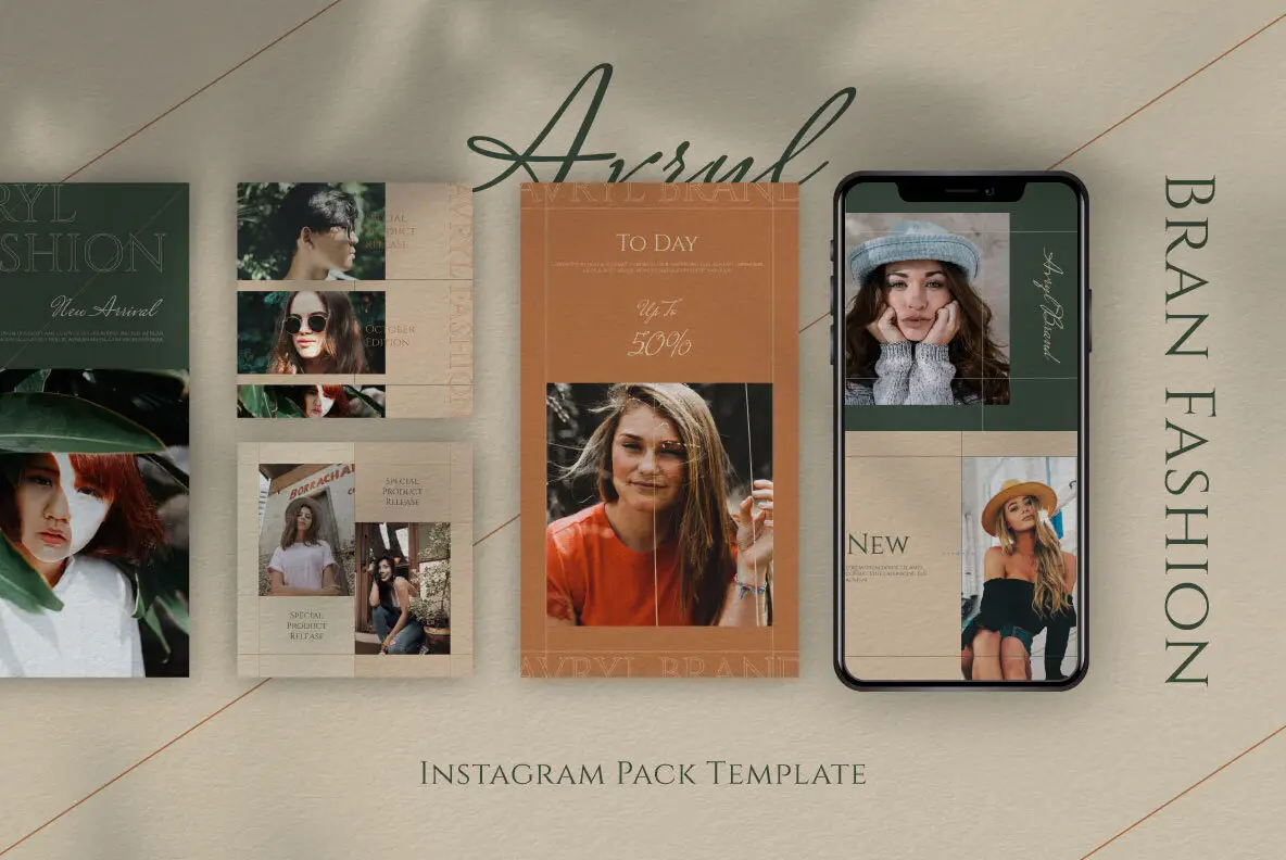 Avryl Story Feed Instagram Template Graphics - YouWorkForThem