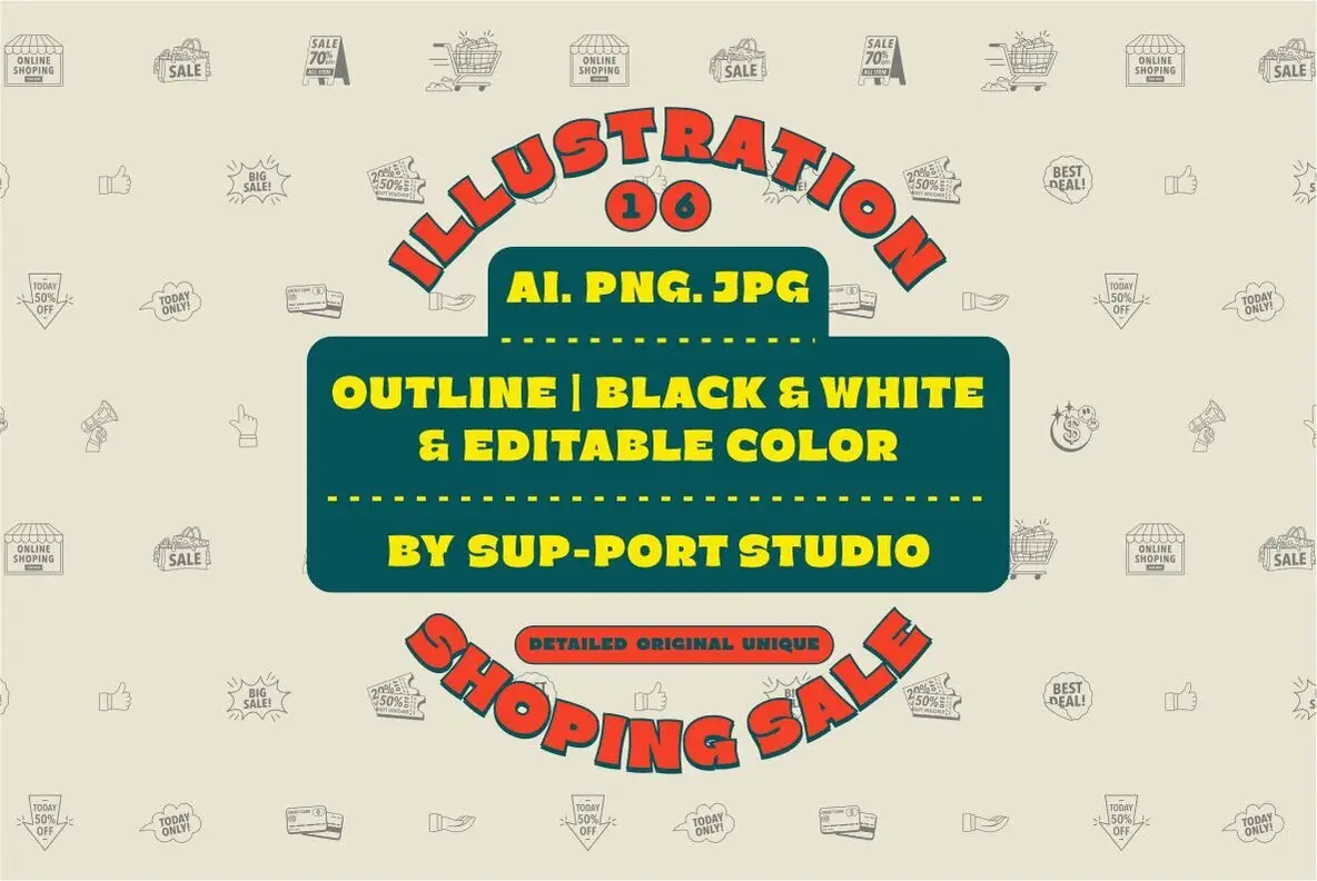 Shopping Sale Graphic Sets Illustrations - YouWorkForThem