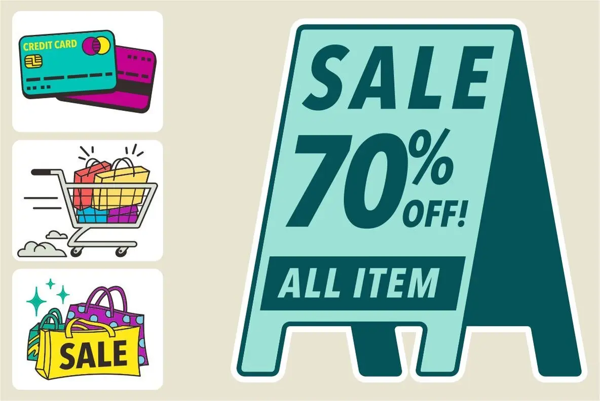 Shopping Sale Graphic Sets Illustrations - YouWorkForThem