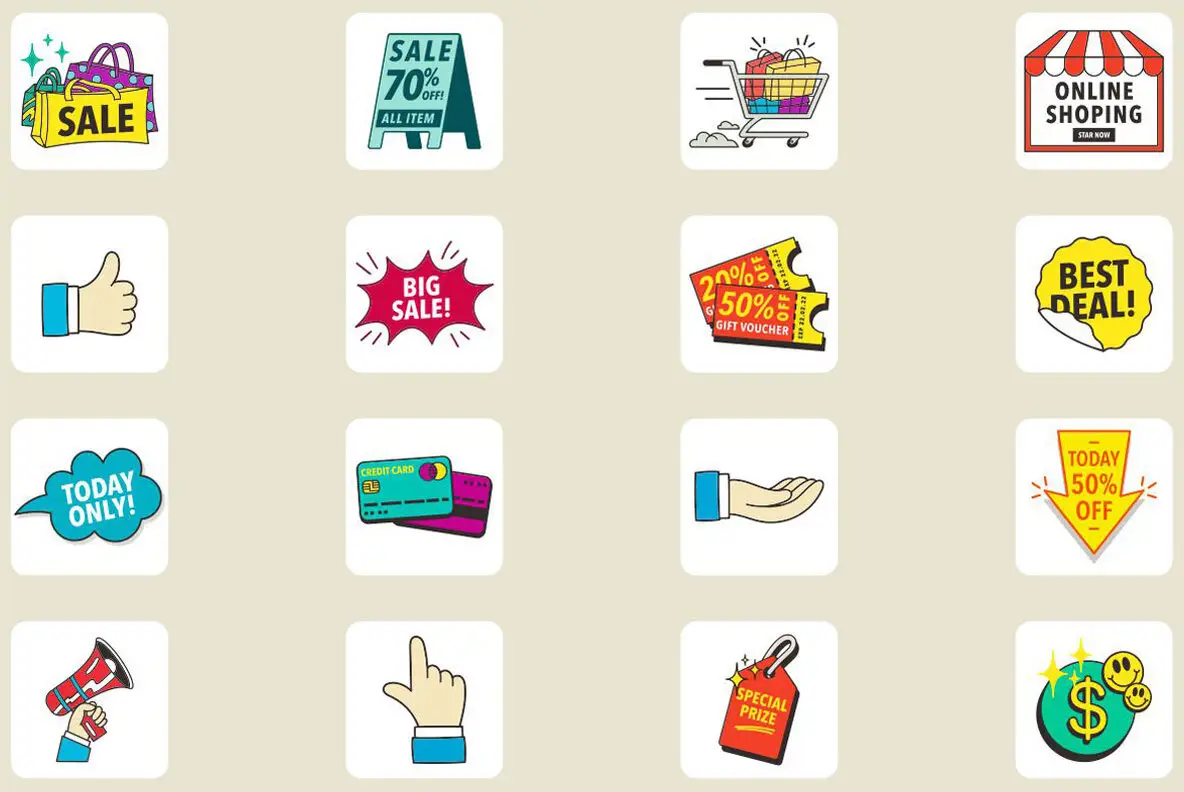 Shopping Sale Graphic Sets Illustrations - YouWorkForThem