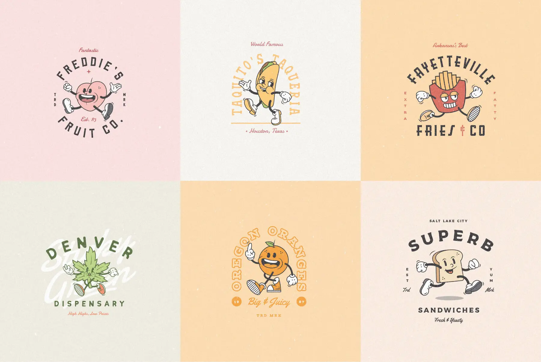 Food Friends v2.0 - Vintage Mascot Logos Characters Graphics ...