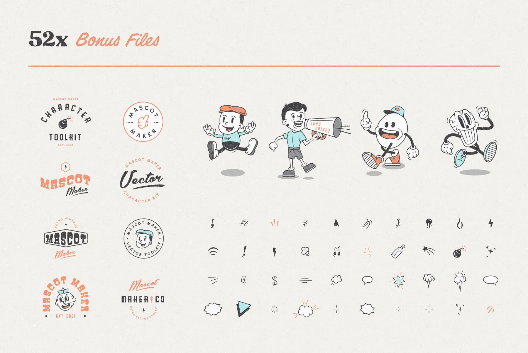 Food Friends v2.0 - Vintage Mascot Logos Characters Graphics ...