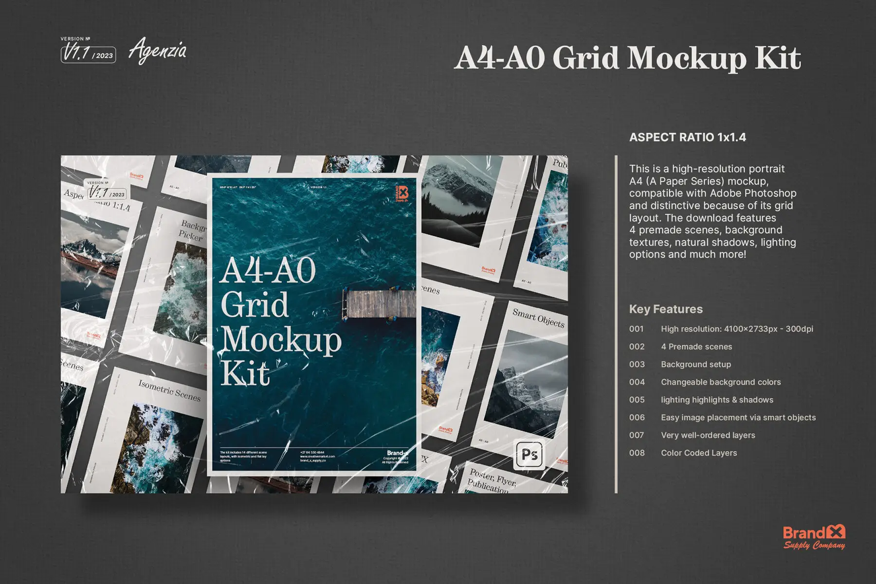Agenzia A4-A0 Paper Grid Mockup Kit Graphics - YouWorkForThem