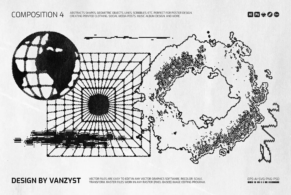138 Bitmap Vector Shapes Pack Graphics - YouWorkForThem