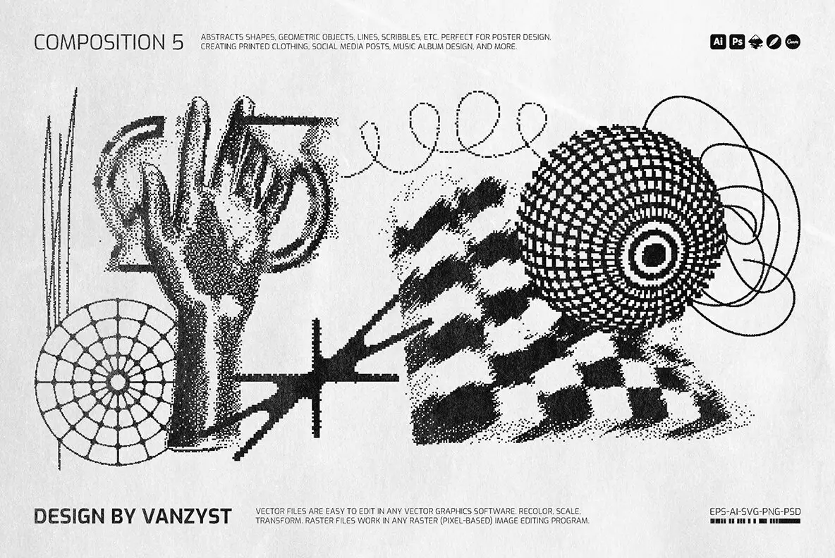 138 Bitmap Vector Shapes Pack Graphics - YouWorkForThem