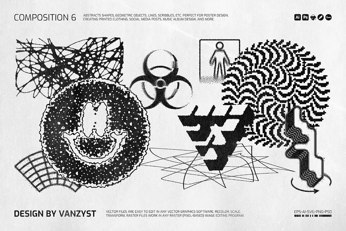 138 Bitmap Vector Shapes Pack Graphics - YouWorkForThem