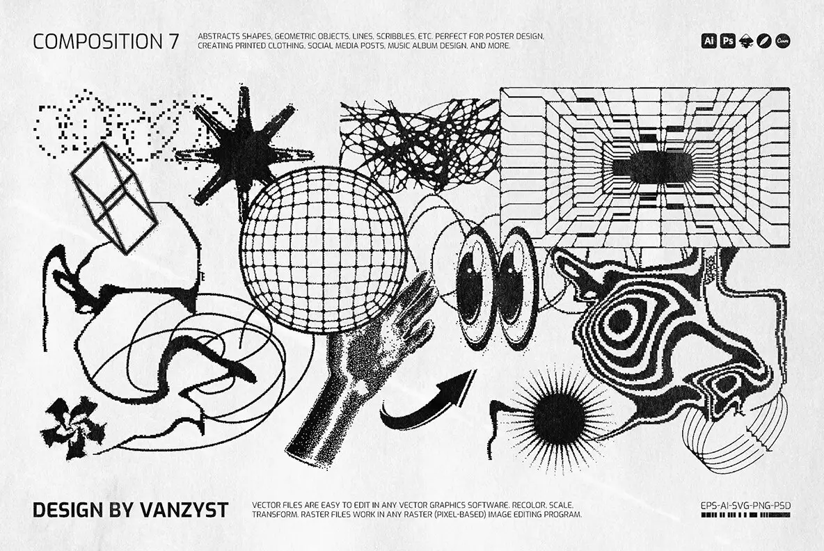 138 Bitmap Vector Shapes Pack Graphics - YouWorkForThem