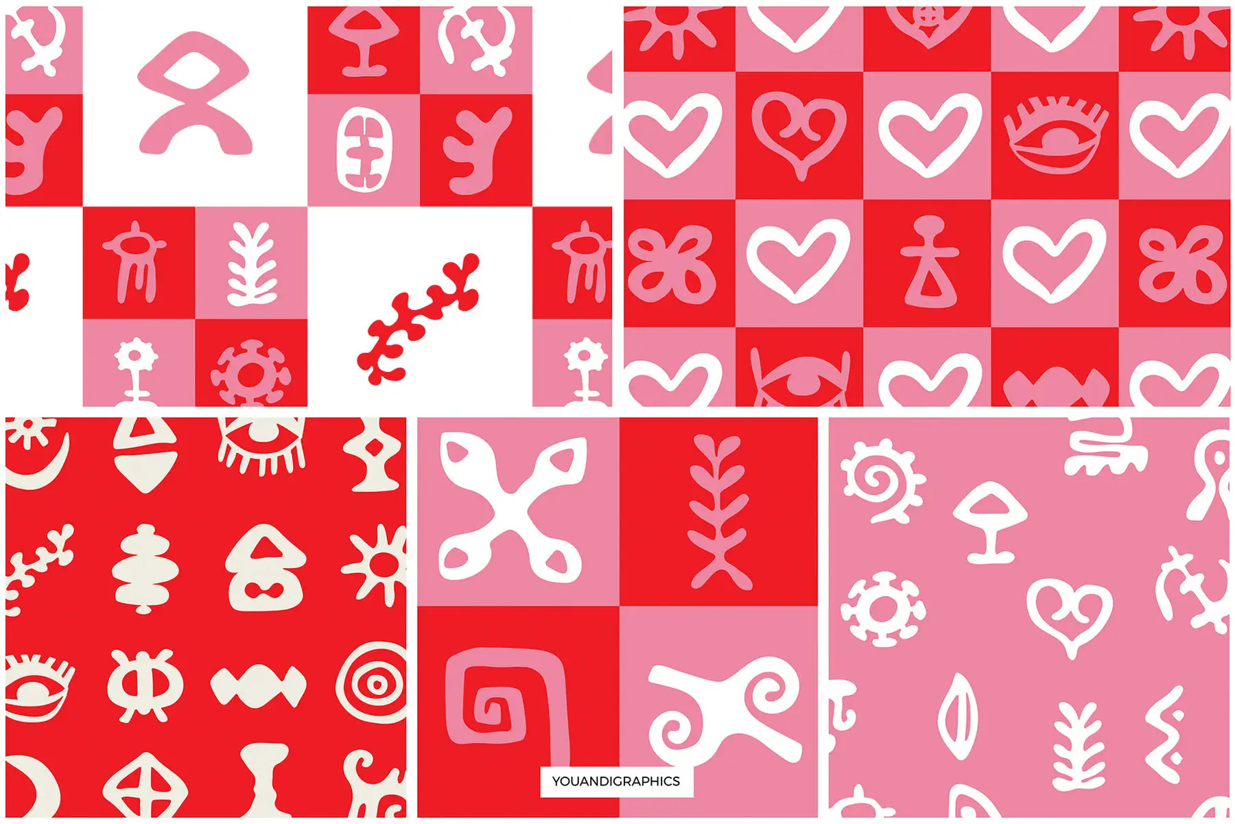 Hand Drawn Symbols Seamless Patterns Graphics - YouWorkForThem