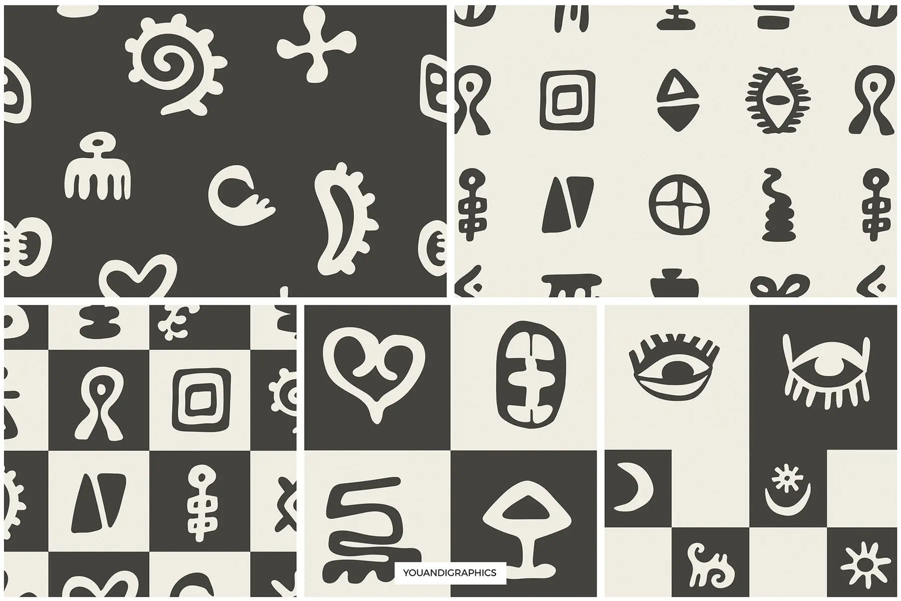 Hand Drawn Symbols Seamless Patterns Graphics - YouWorkForThem