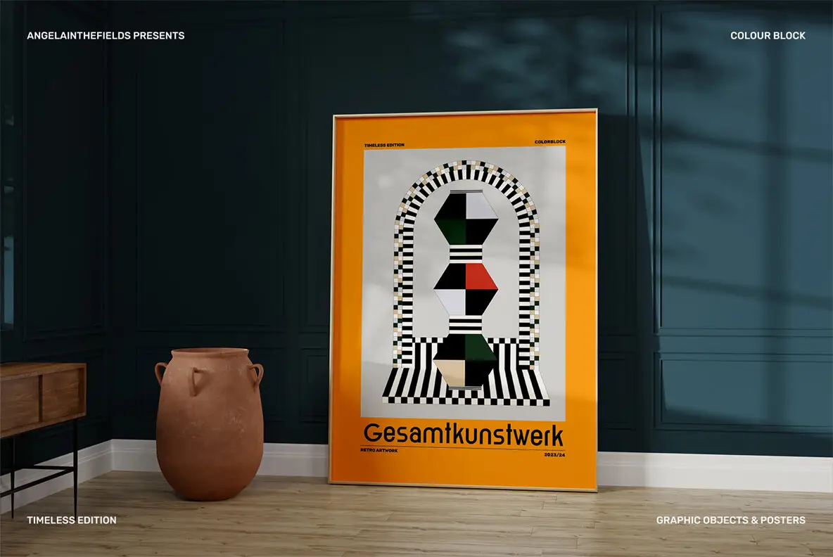 Retro Colour Block Vector Objects Graphics - YouWorkForThem