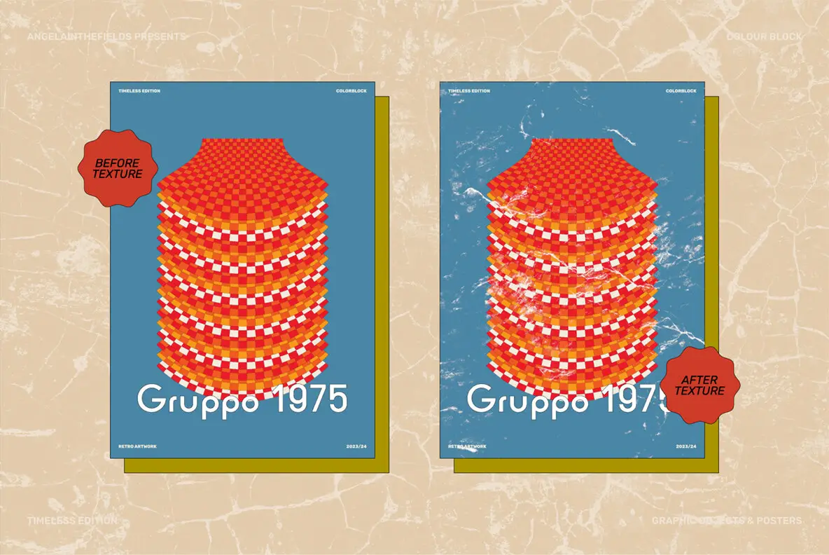 Retro Colour Block Vector Objects Graphics - YouWorkForThem