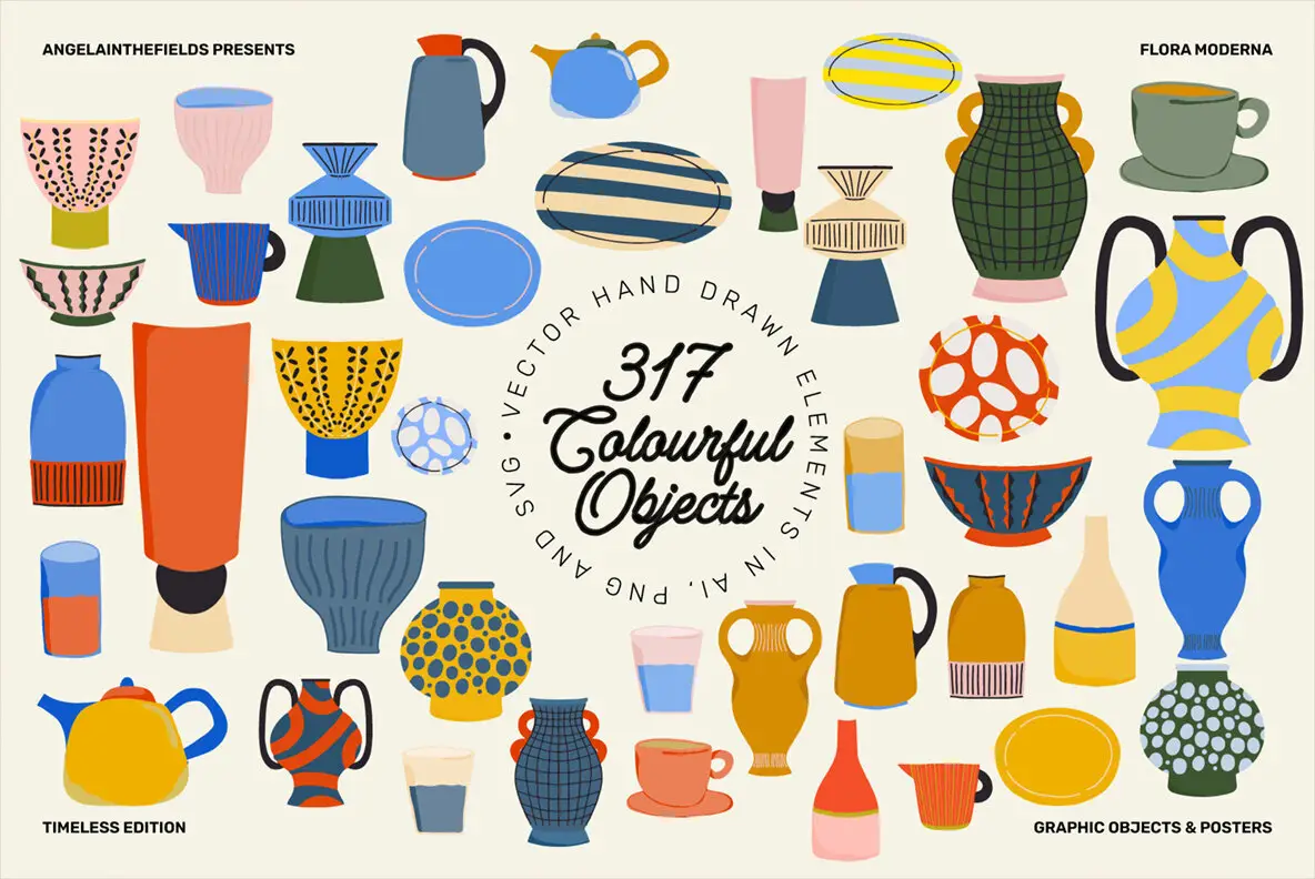 Flora Moderna Vector Clipart Graphics - YouWorkForThem