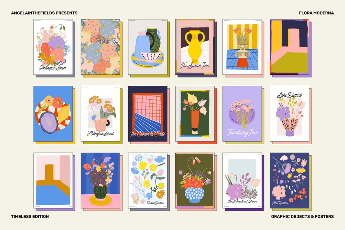 Flora Moderna Vector Clipart Graphics - YouWorkForThem