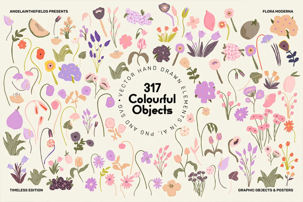 Flora Moderna Vector Clipart Graphics - YouWorkForThem