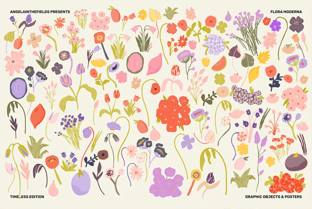 Flora Moderna Vector Clipart Graphics - YouWorkForThem