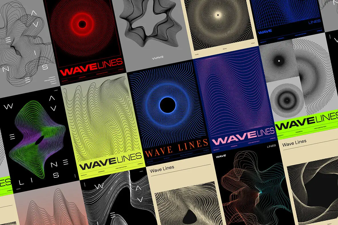 Wave Lines Vector Shapes Graphics - YouWorkForThem
