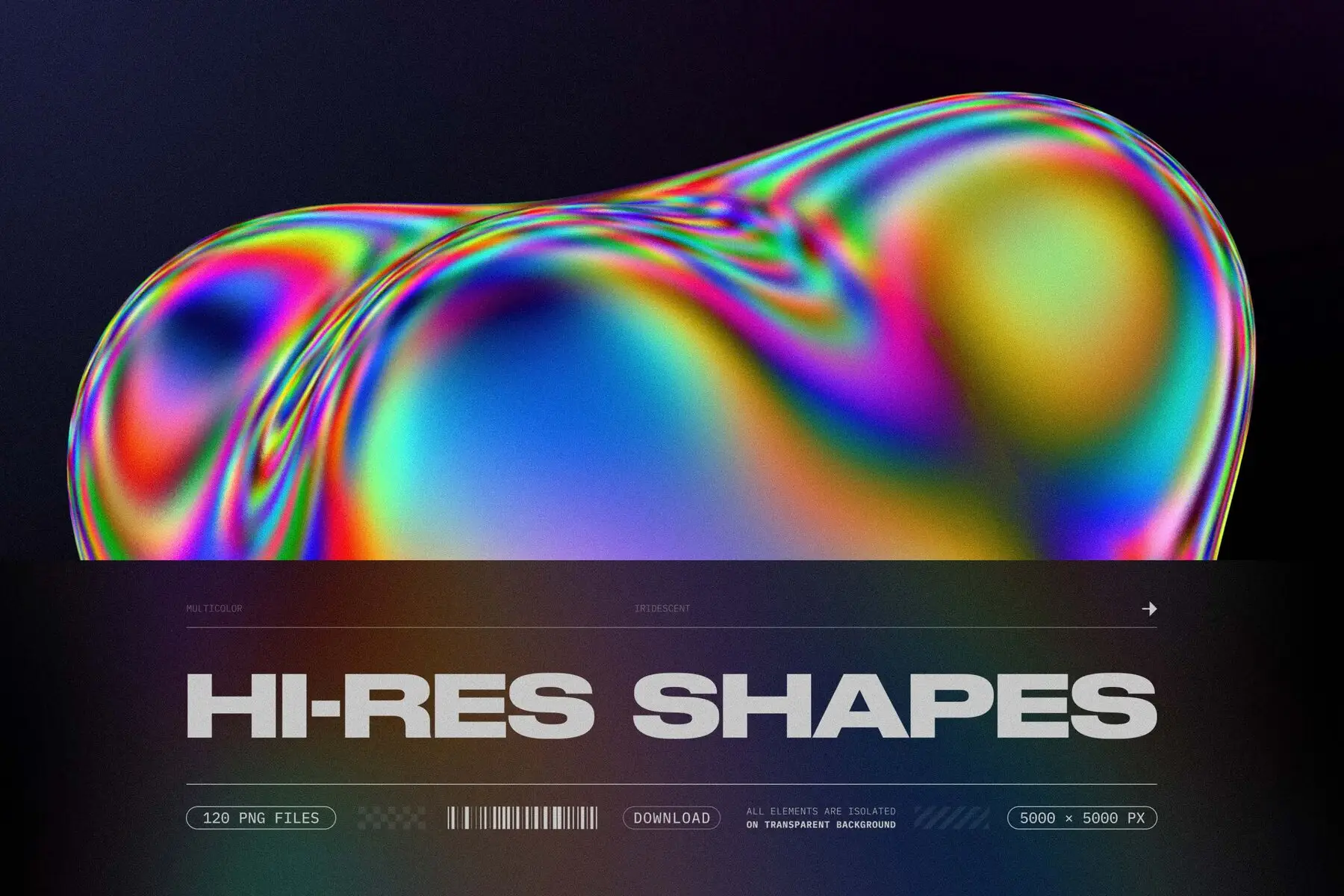 120 Iridescent geometric 3D shapes pack Vol.3 3D - YouWorkForThem
