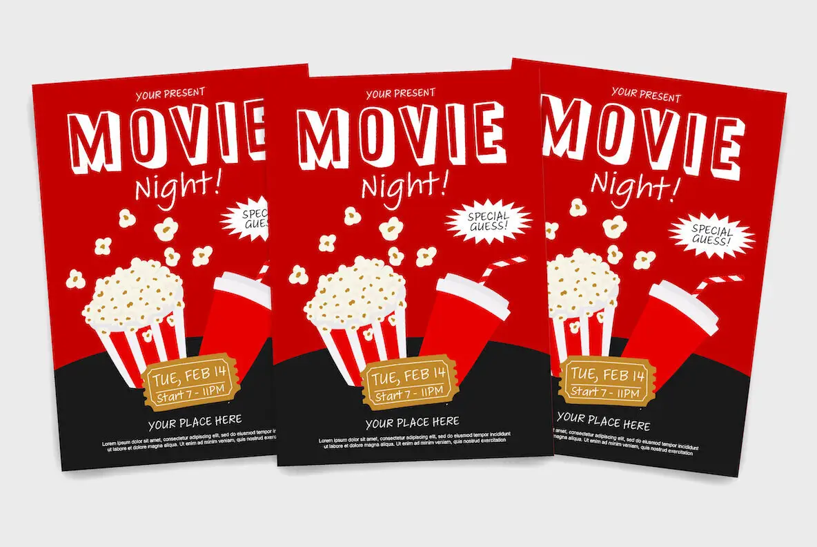 Movie Night Flyer Template Mockups - YouWorkForThem