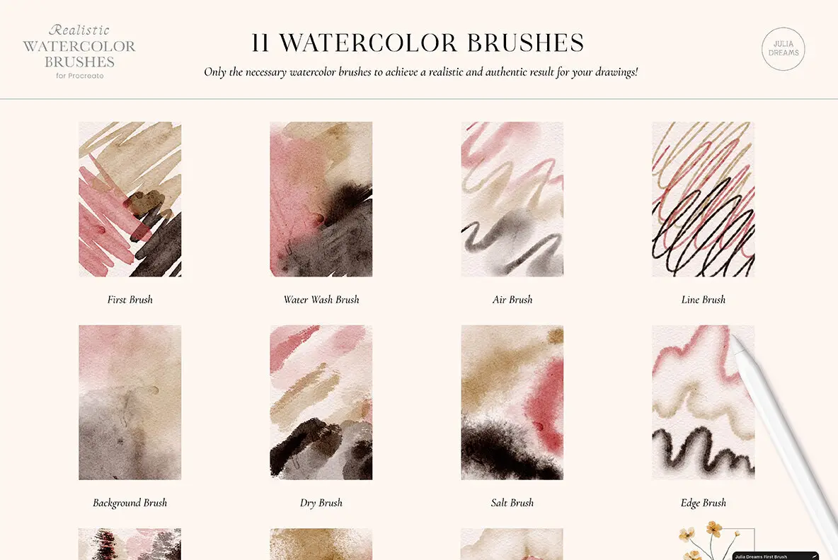 Realistic Watercolor Procreate Brushes - YouWorkForThem