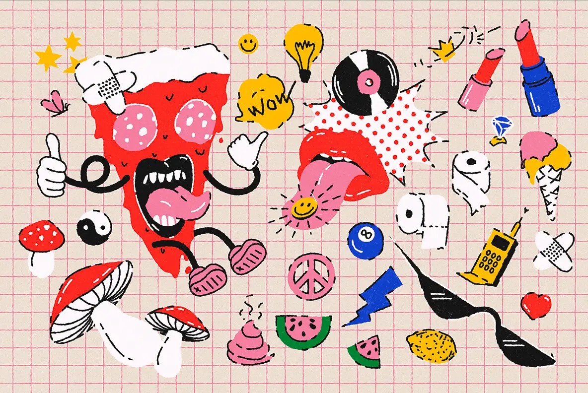 Vector Bold Doodle Characters Kit Graphics - YouWorkForThem