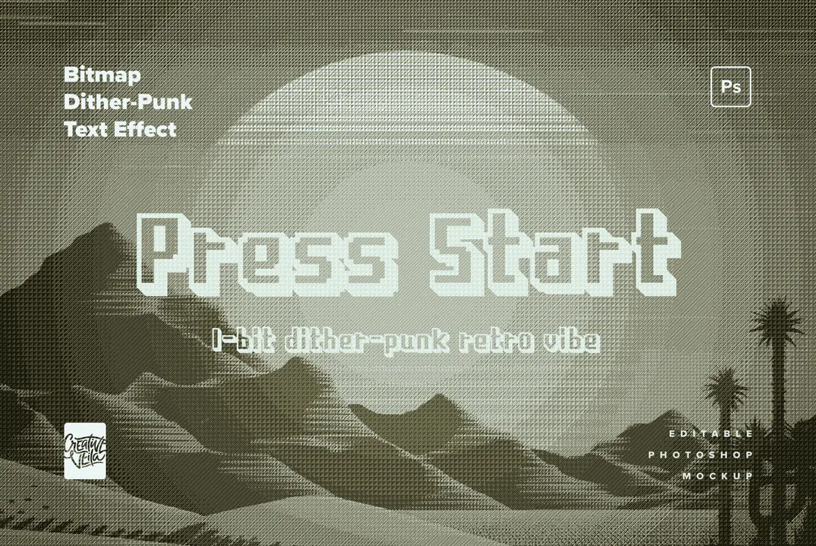 Bitmap Dither Text Effect Set - YouWorkForThem