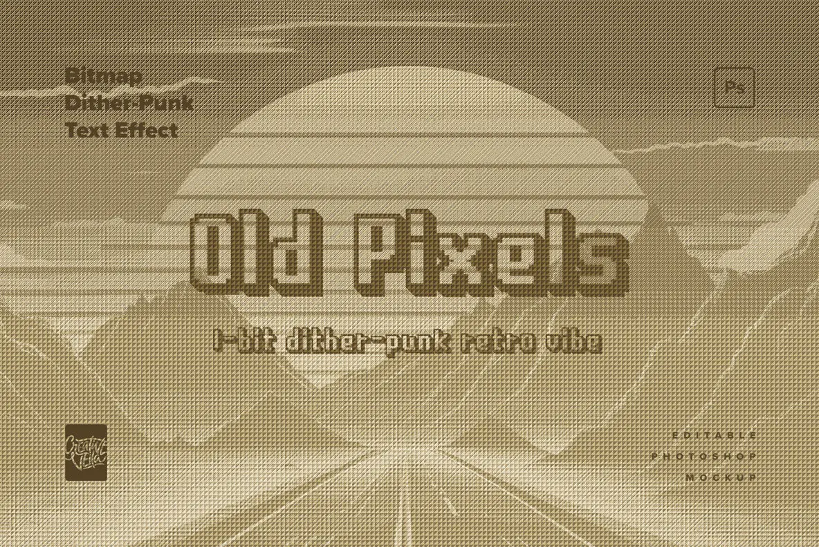 Bitmap Dither Text Effect Set - YouWorkForThem