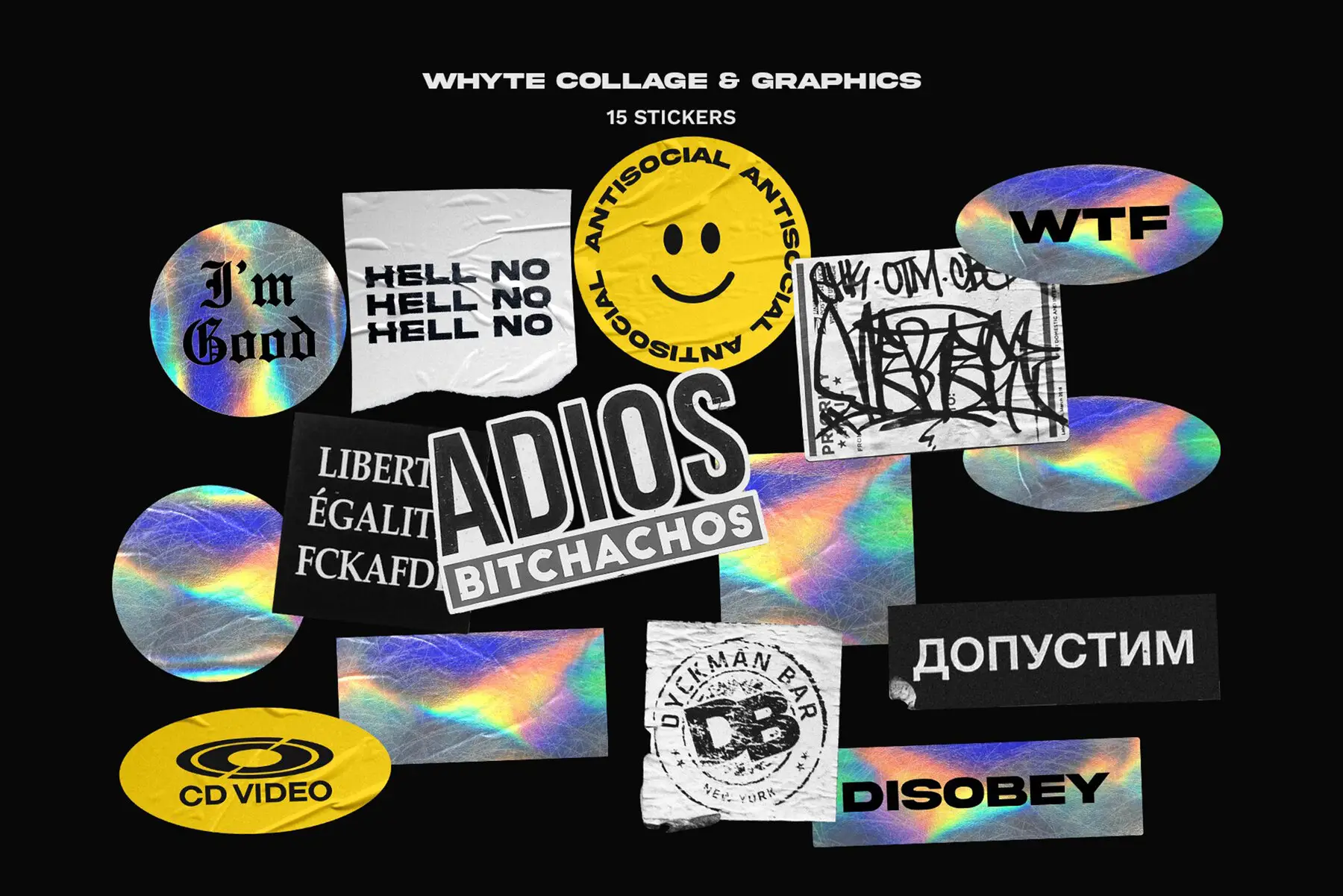 WHYTE Collage and Graphic Bundle Graphics - YouWorkForThem