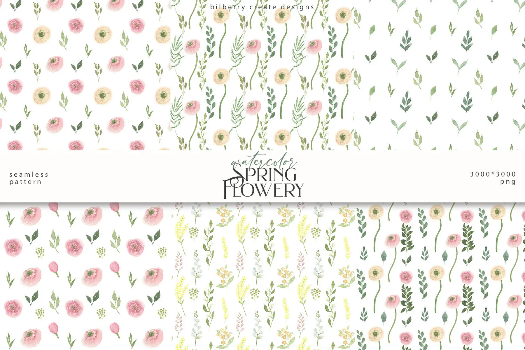 Watercolor Spring Flowery Graphics - YouWorkForThem