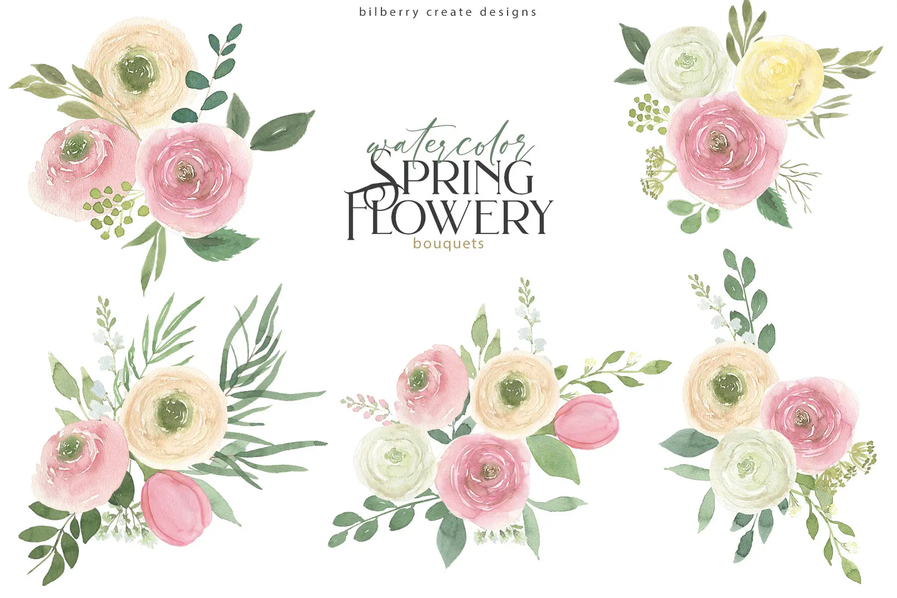 Watercolor Spring Flowery Graphics - YouWorkForThem