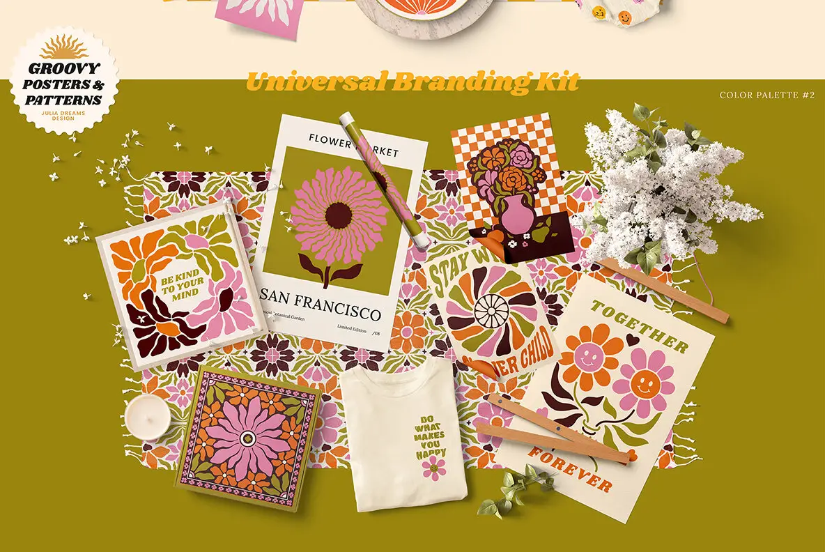 Groovy Posters Patterns Bundle Illustrations - YouWorkForThem